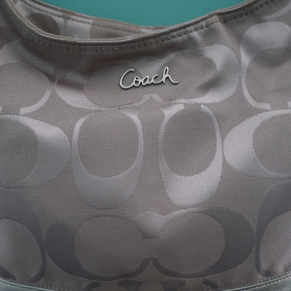 Coach | Bags | Coach Silver Cc Pattern Wpurple Lining Bag | Poshmark